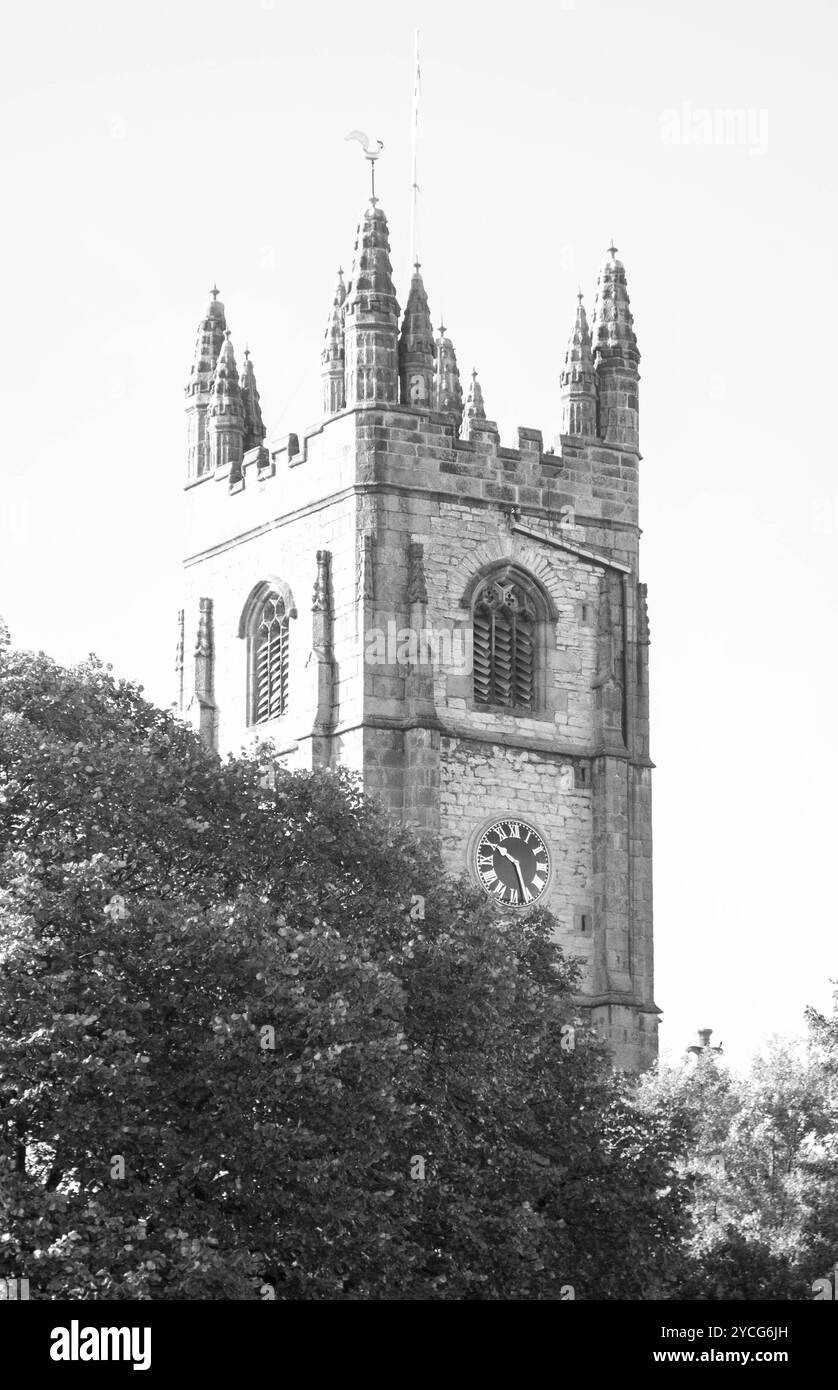 minster church of st'andrew tower and buildings in plymouth tow center ...