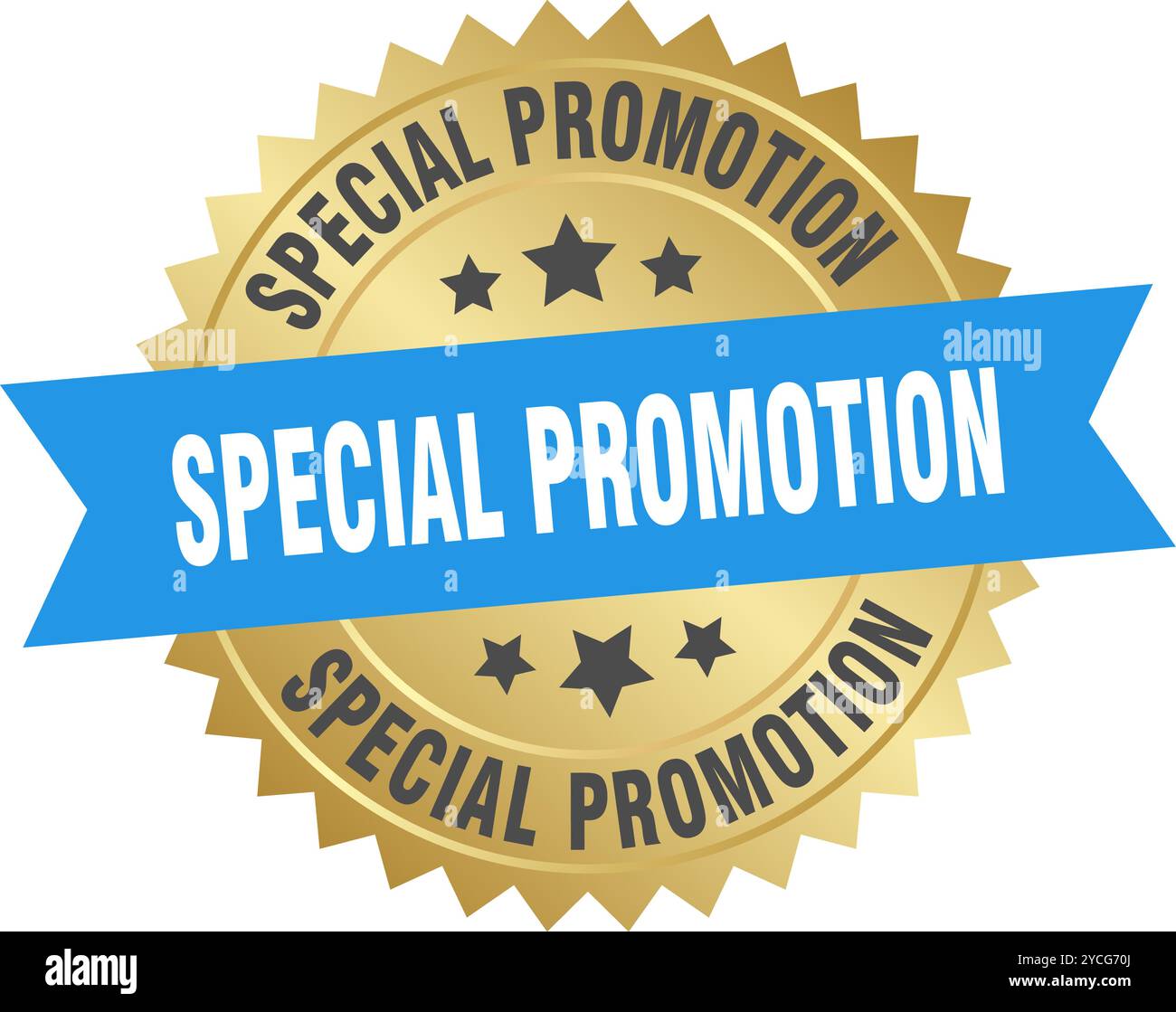 special promotion round blue and gold label isolated on transparent ...