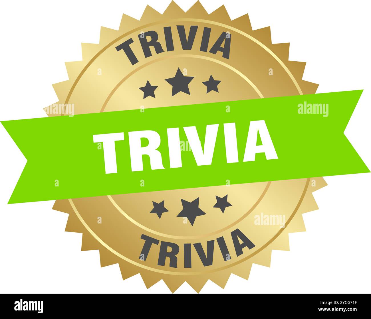 trivia round green and gold label isolated on transparent background ...