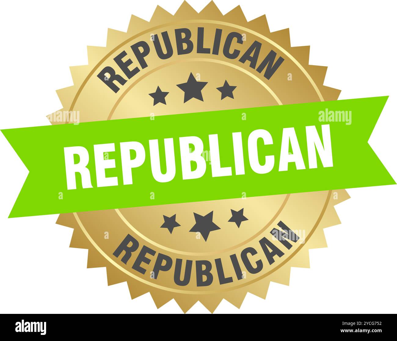 republican round green and gold label isolated on transparent ...