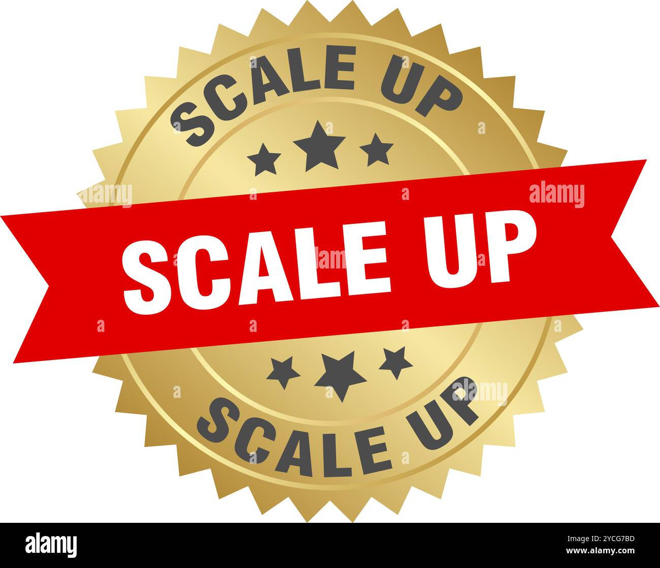 scale up round red and gold label isolated on transparent background ...