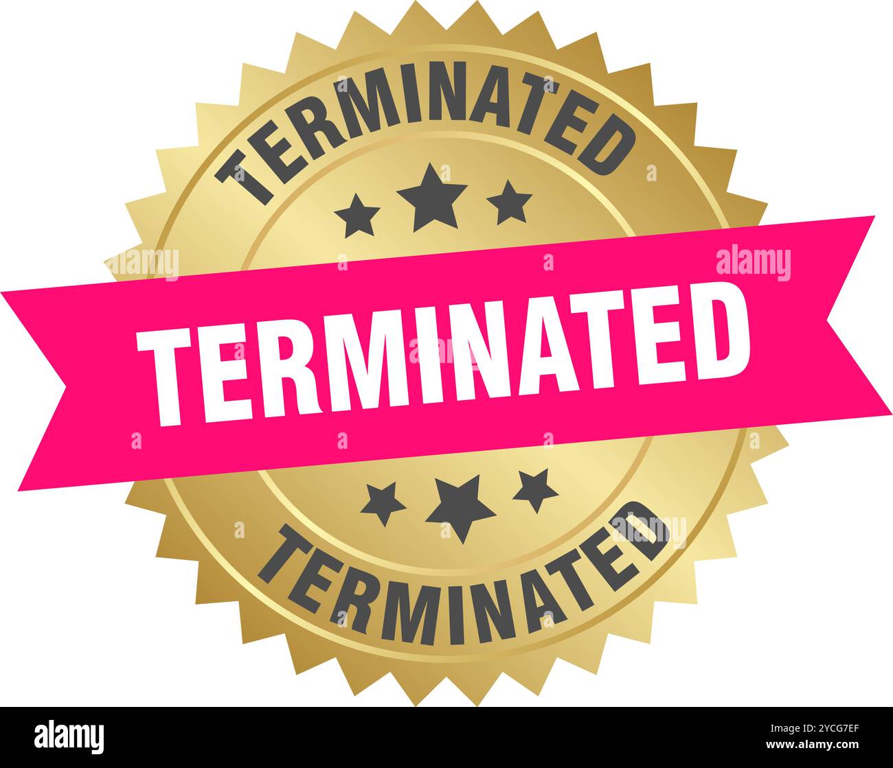 terminated round pink and gold label isolated on transparent background ...