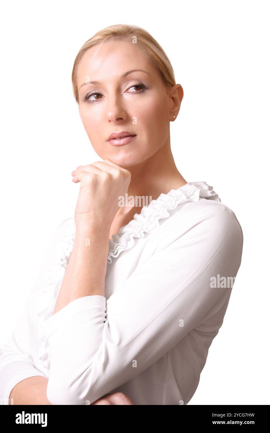 Female woman thinking Stock Photo - Alamy