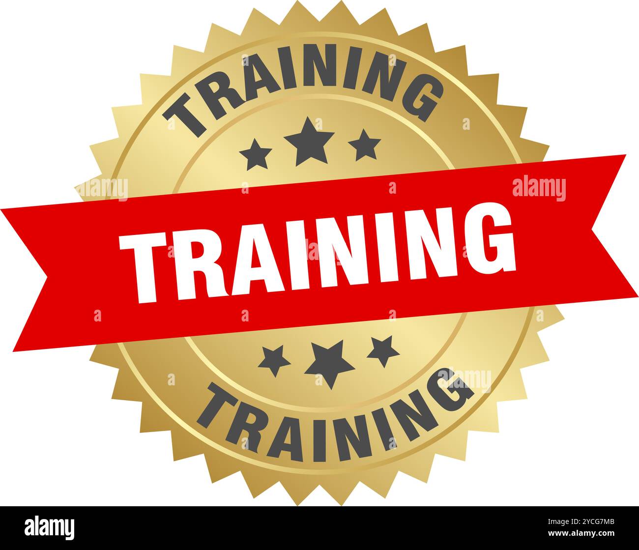 training round red and gold label isolated on transparent background ...