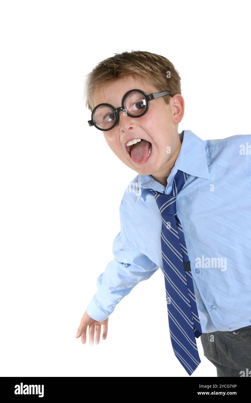 Crazy Boy wearing wacky glasses having fun Stock Photo - Alamy