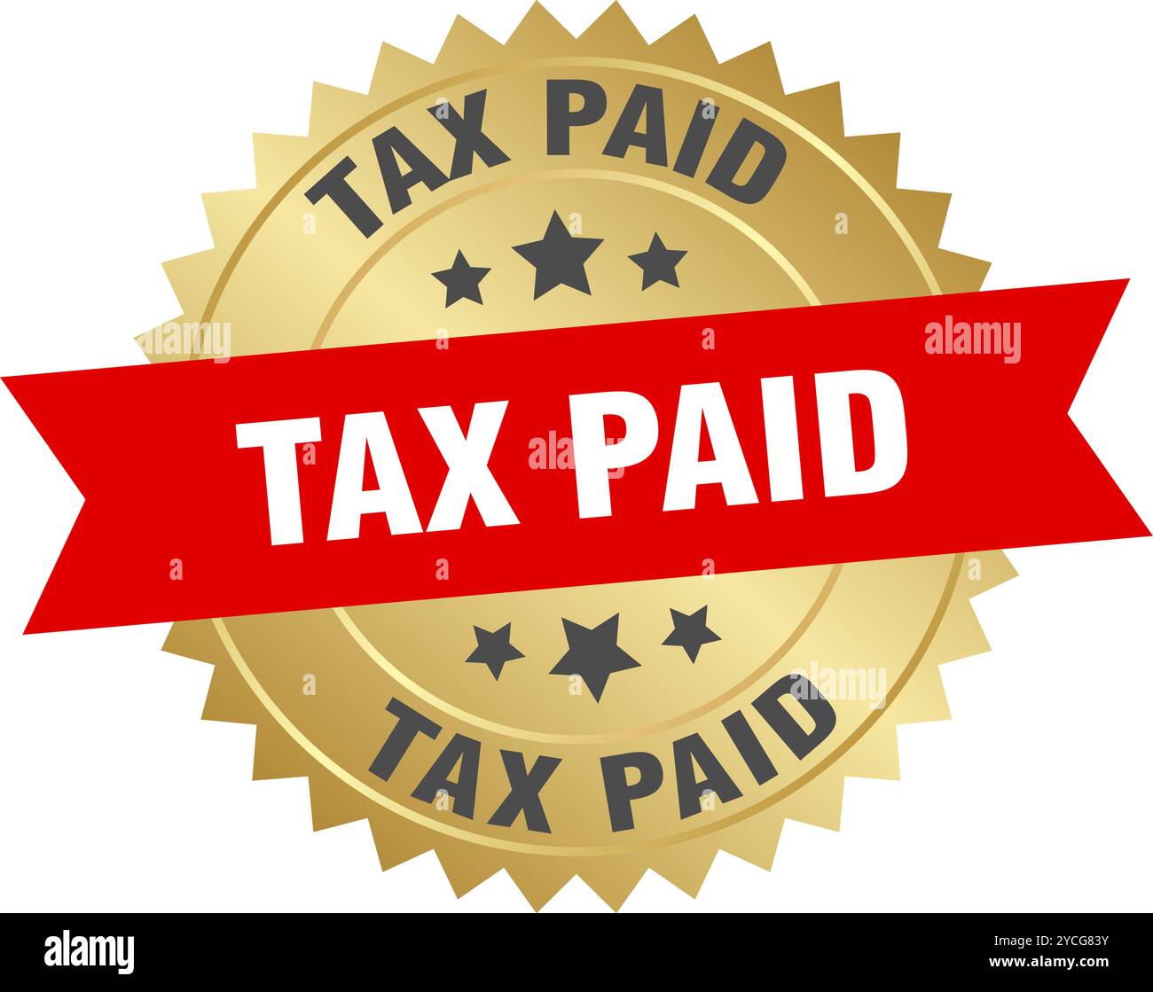 tax paid round red and gold label isolated on transparent background ...