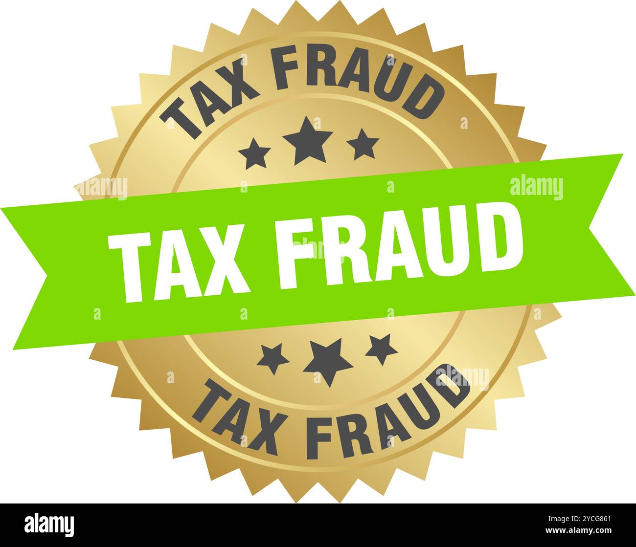 tax fraud round green and gold label isolated on transparent background ...