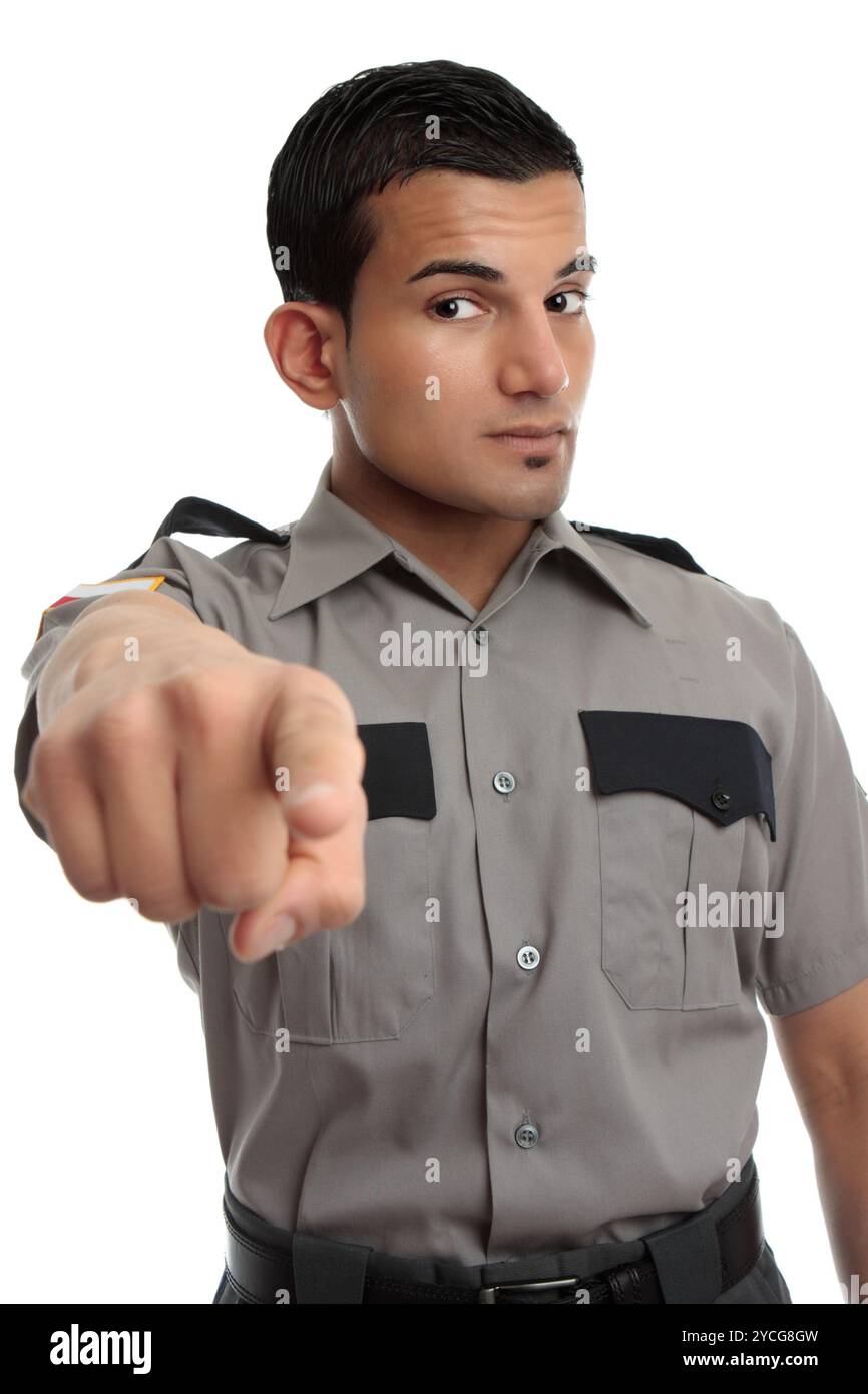Security or Prison officer pointing finger Stock Photo - Alamy