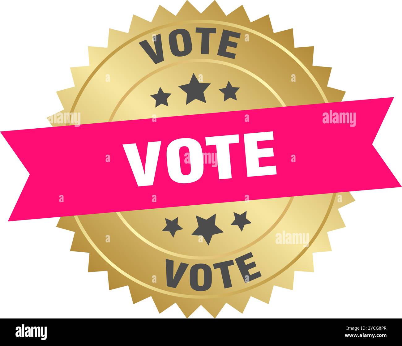 vote round pink and gold label isolated on transparent background. vote ...
