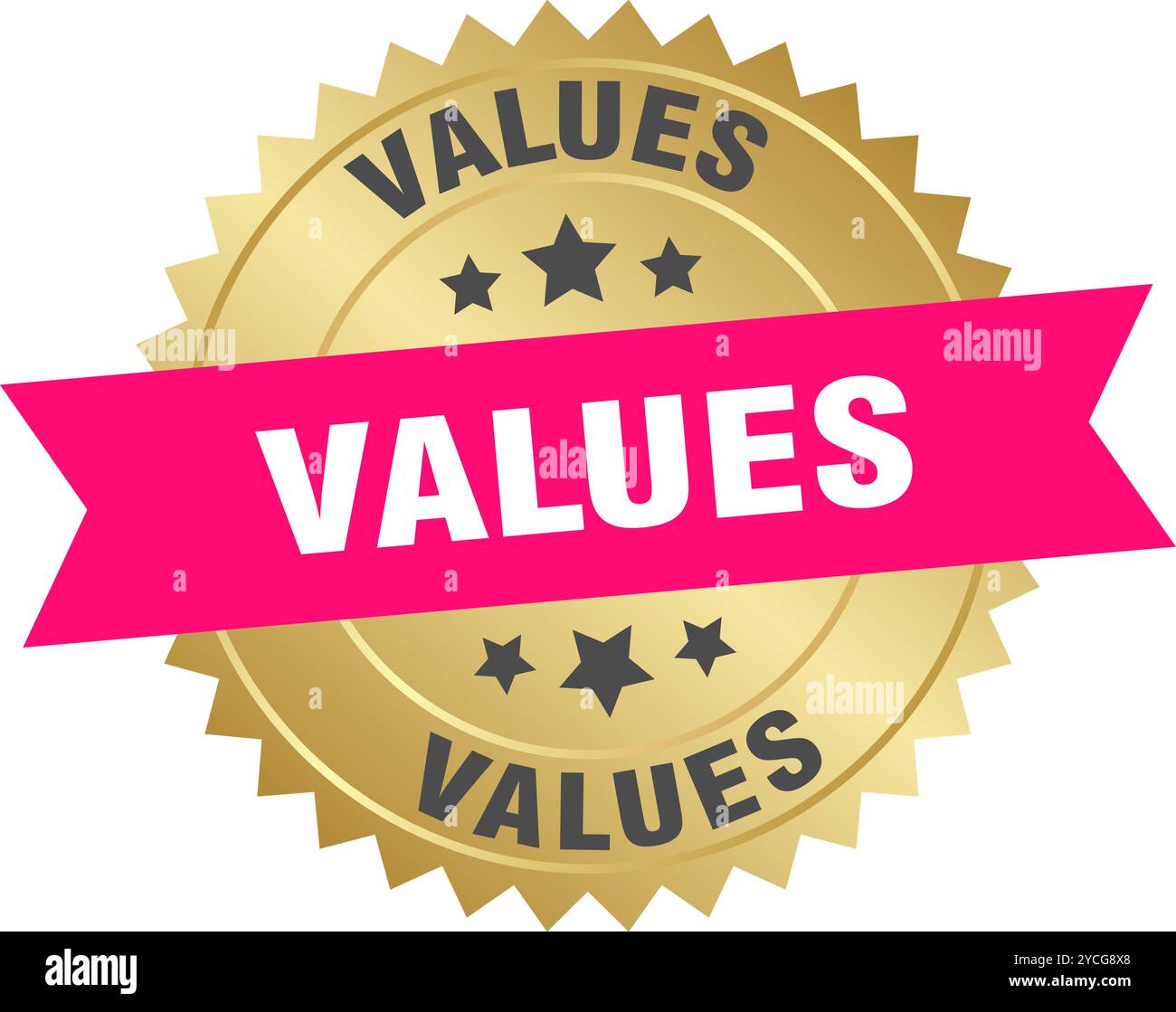 values round pink and gold label isolated on transparent background ...