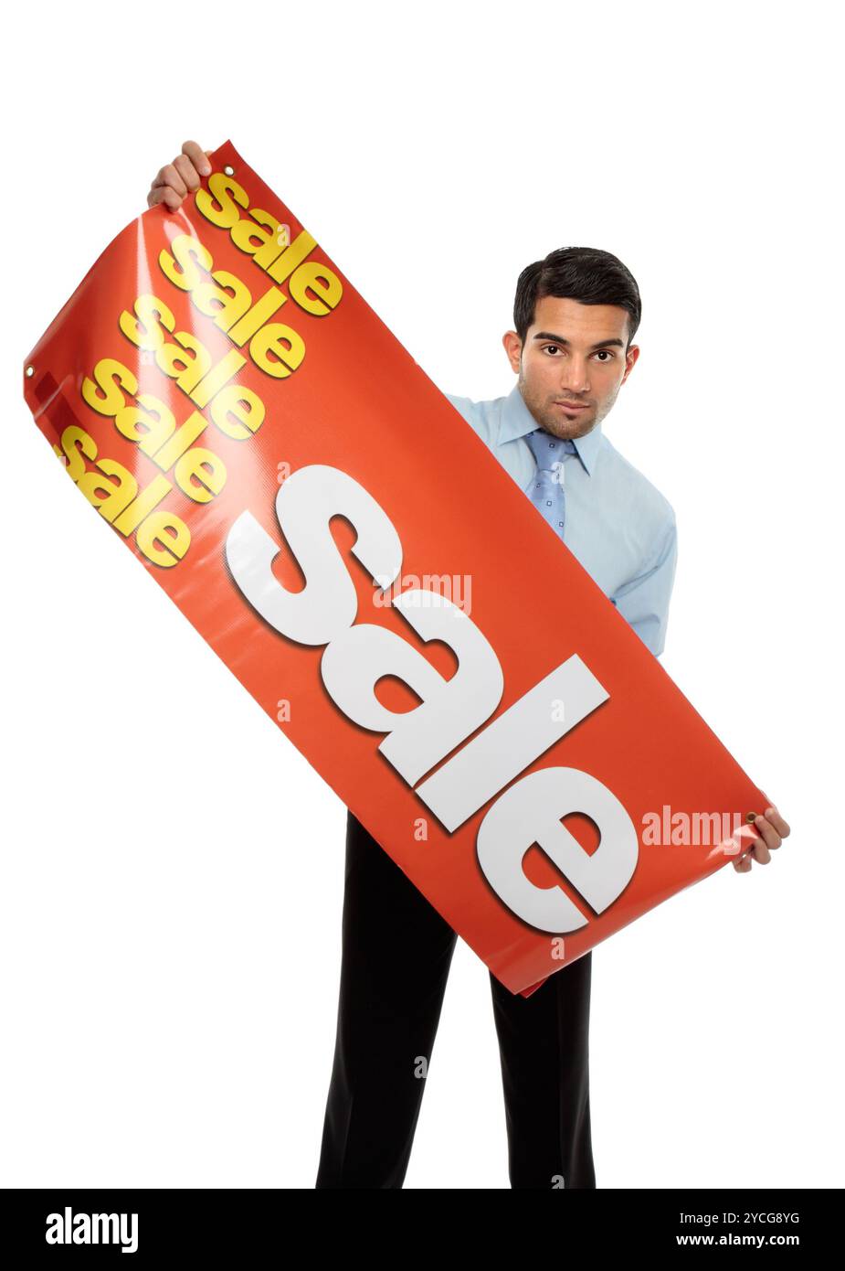 Business or salesman holding Retail Sale Banner Stock Photo - Alamy