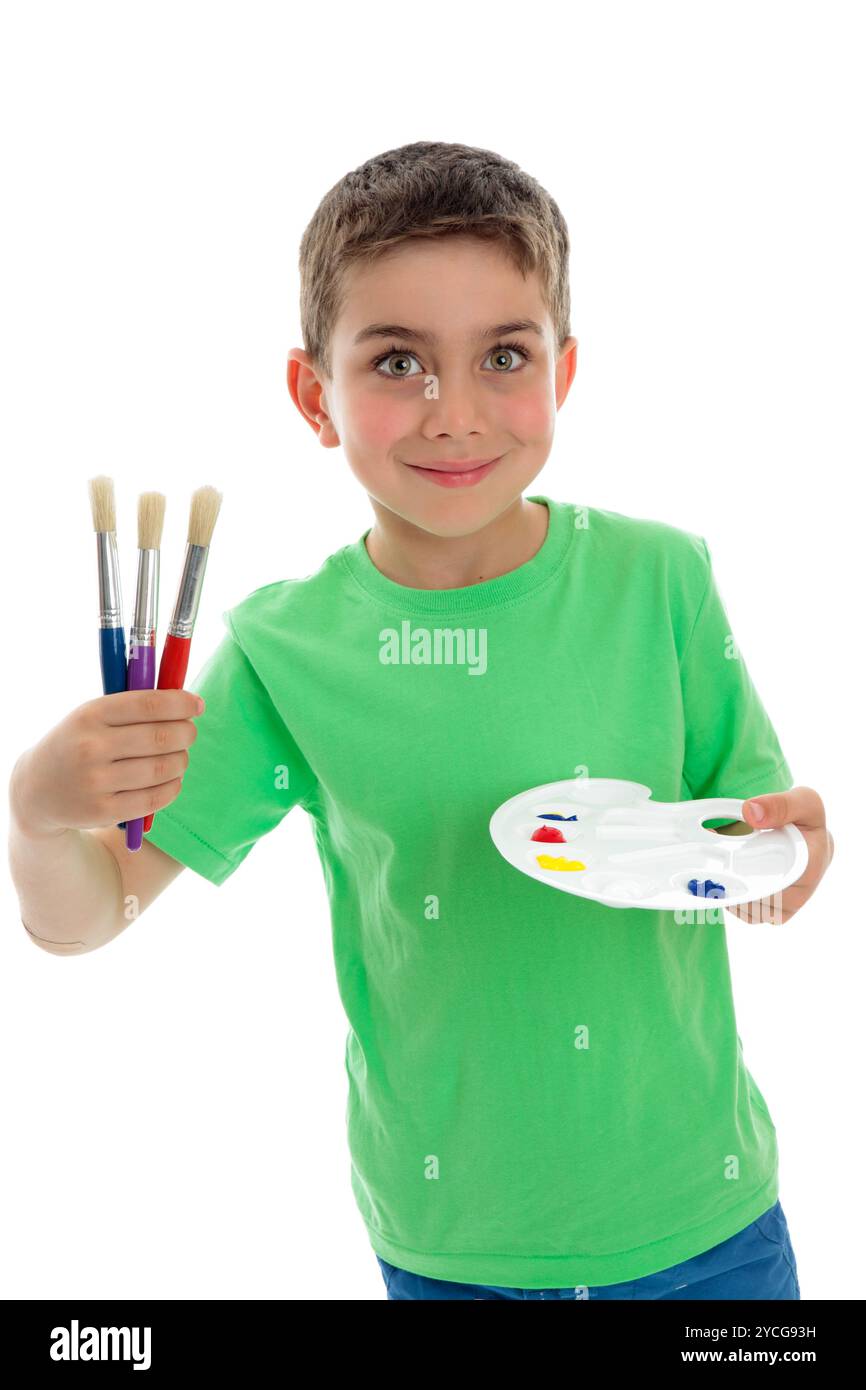 Happy child ready for art and craft Stock Photo - Alamy