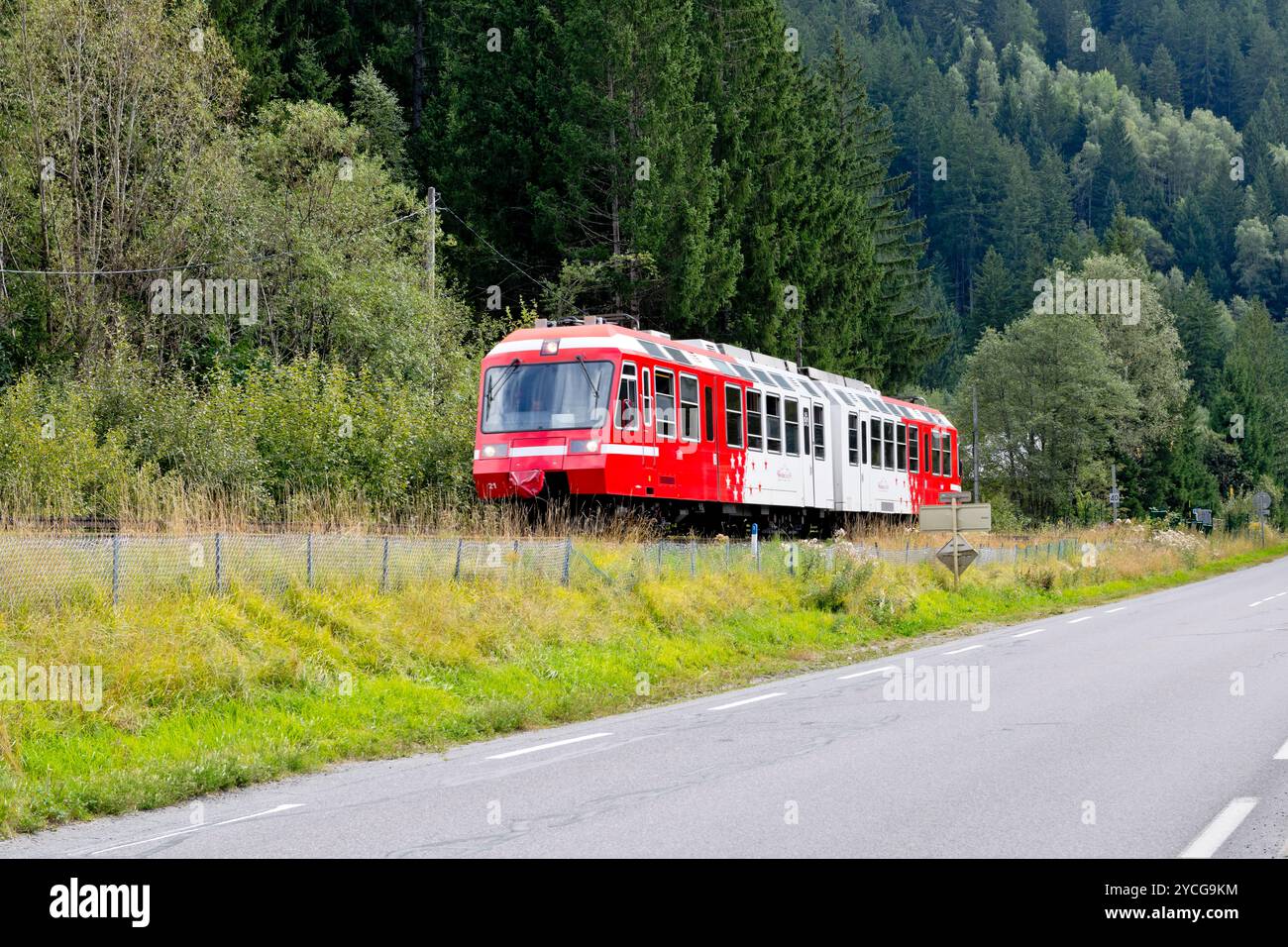 Mont-Blanc Express train near Chamonix-Mont-Blanc, France Stock Photo ...
