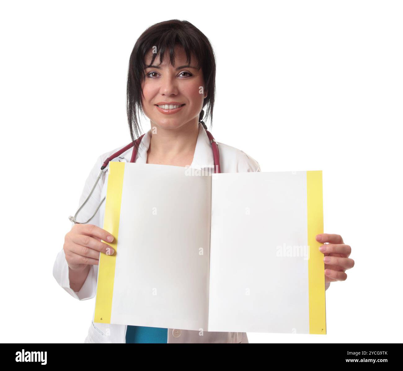 Doctor with fact sheet Stock Photo - Alamy