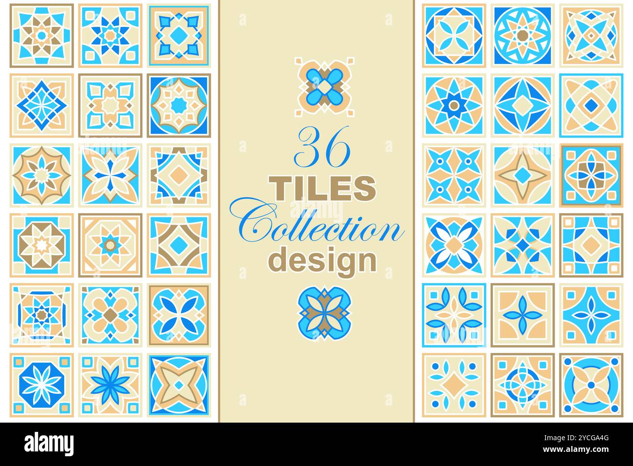 Set of vector hand drawn pattern of square ceramic tile. Ornate patchwork pattern design ...