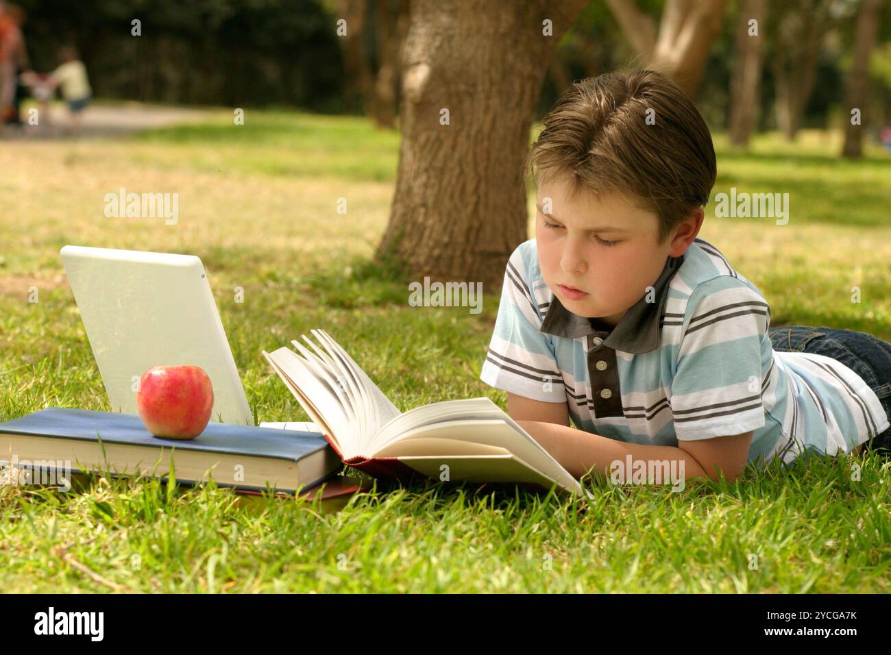 Student relaxing studying in the park Stock Photo - Alamy