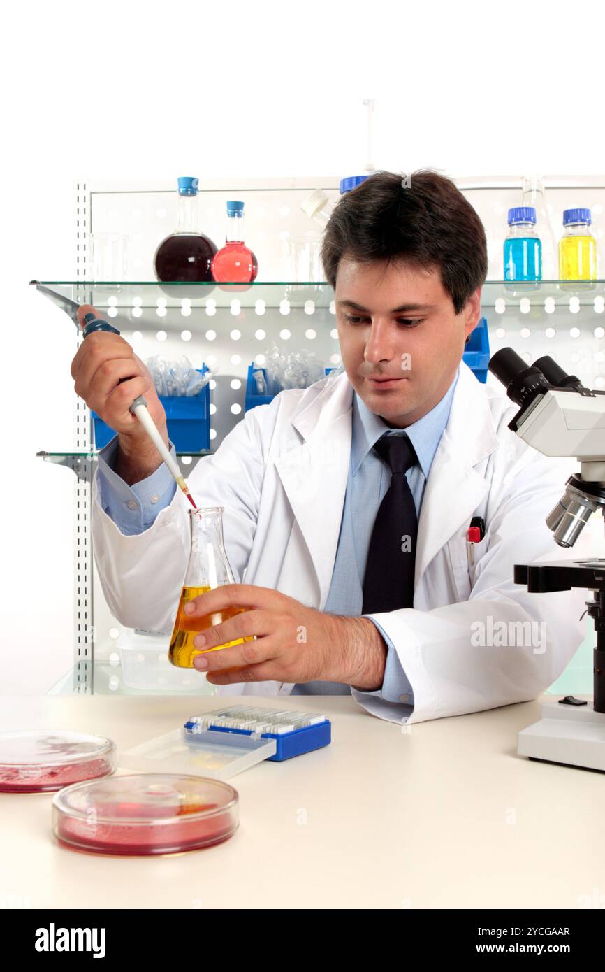 Laboratory scientist, chemist or pharmacist at work in a laboratory ...