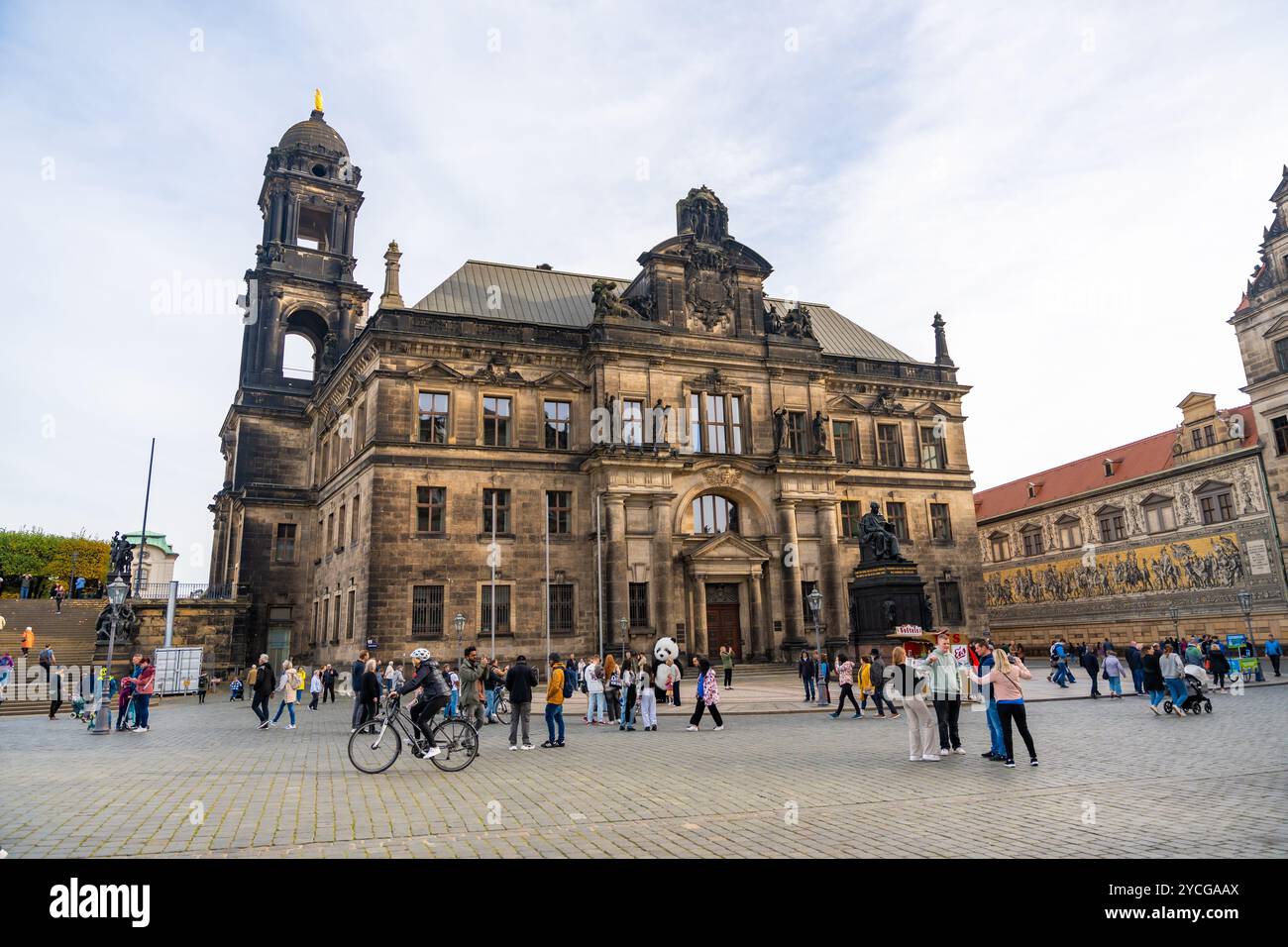 Dresden, Germany - October 19, 2024: Tourists walking on Palace square ...