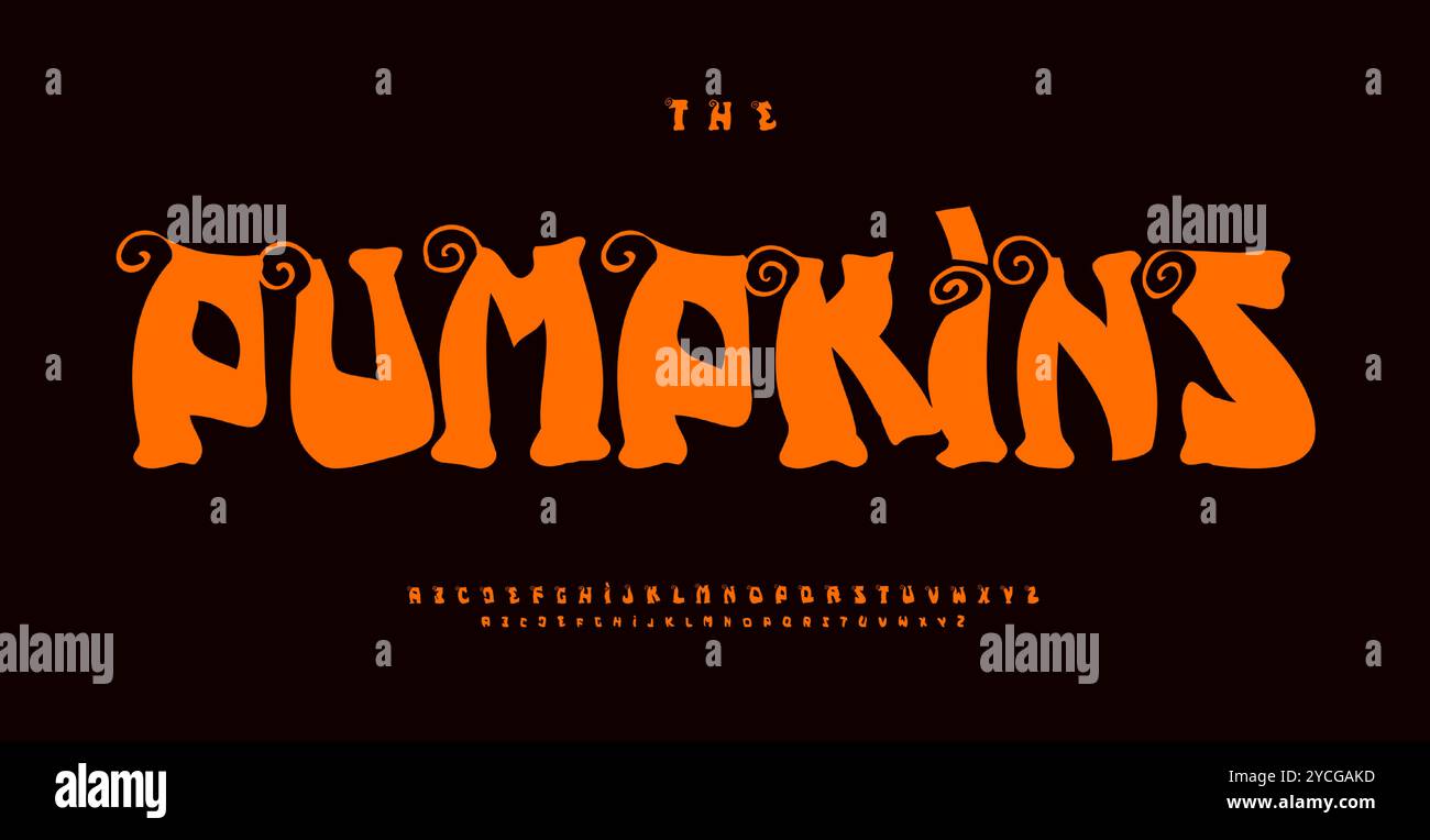 Spooky decorative alphabet, bold quirky letters, festive font with ...