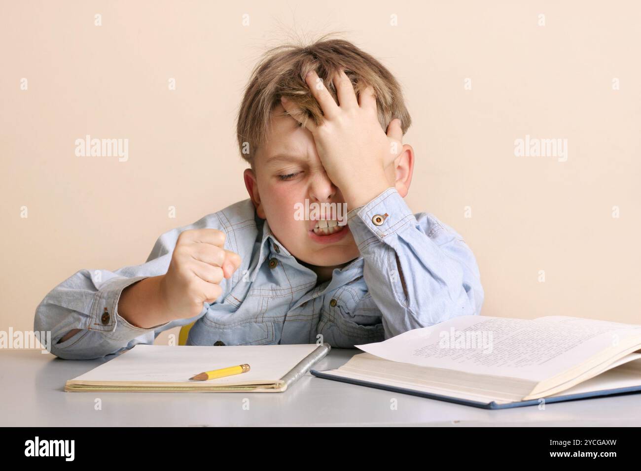 School boy Frustration Stock Photo - Alamy
