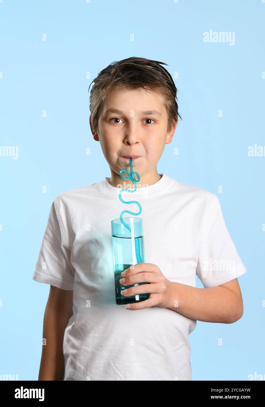 Boy drinking water straw hi-res stock photography and images - Alamy