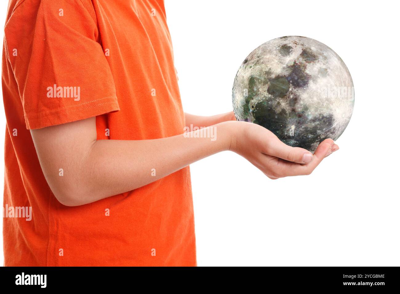 Hands cupping holding our moon Stock Photo - Alamy