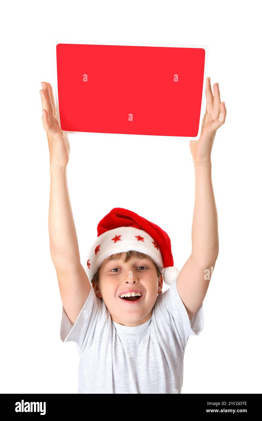 Child with Christmas Message Stock Photo - Alamy