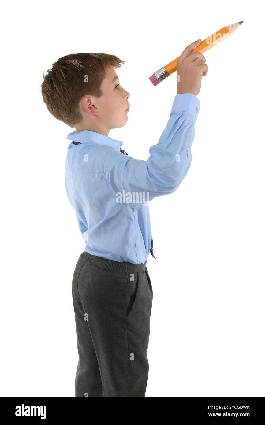 Student holding a pencil about to write Stock Photo - Alamy