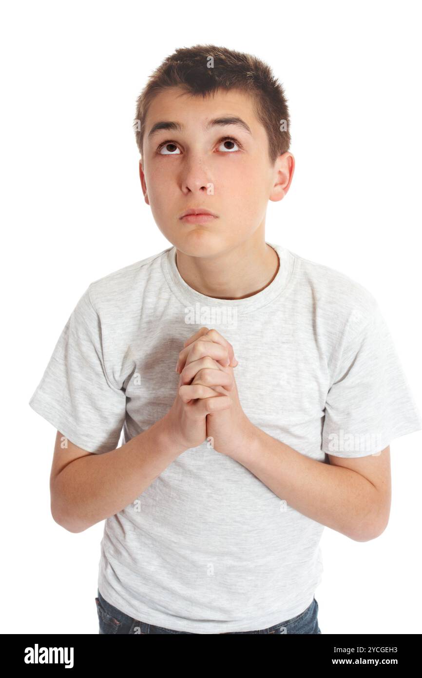 Boy in prayer looks hi-res stock photography and images - Alamy