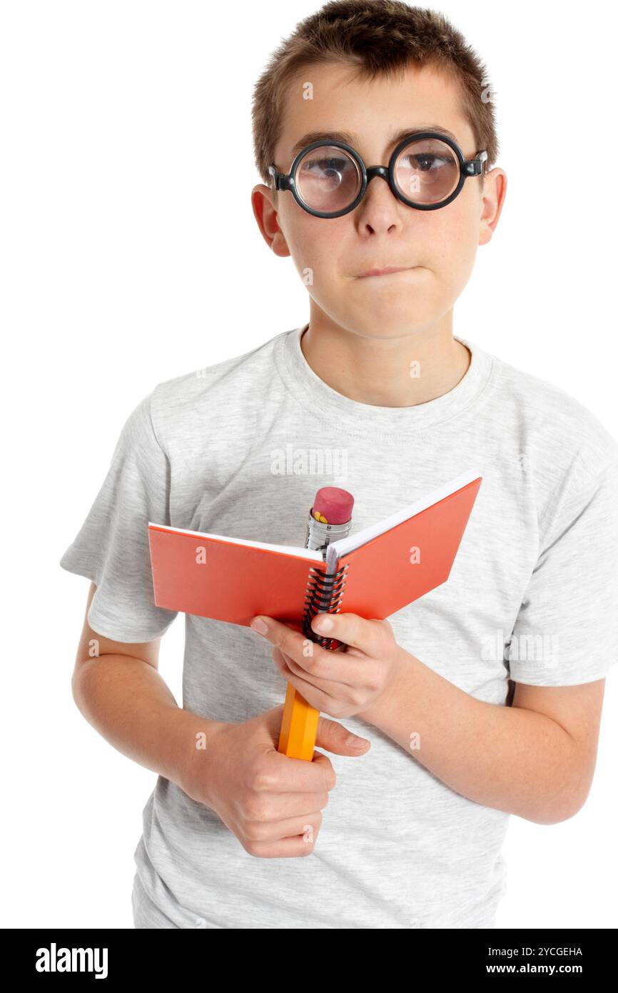 Goofy boy with glasses Stock Photo - Alamy
