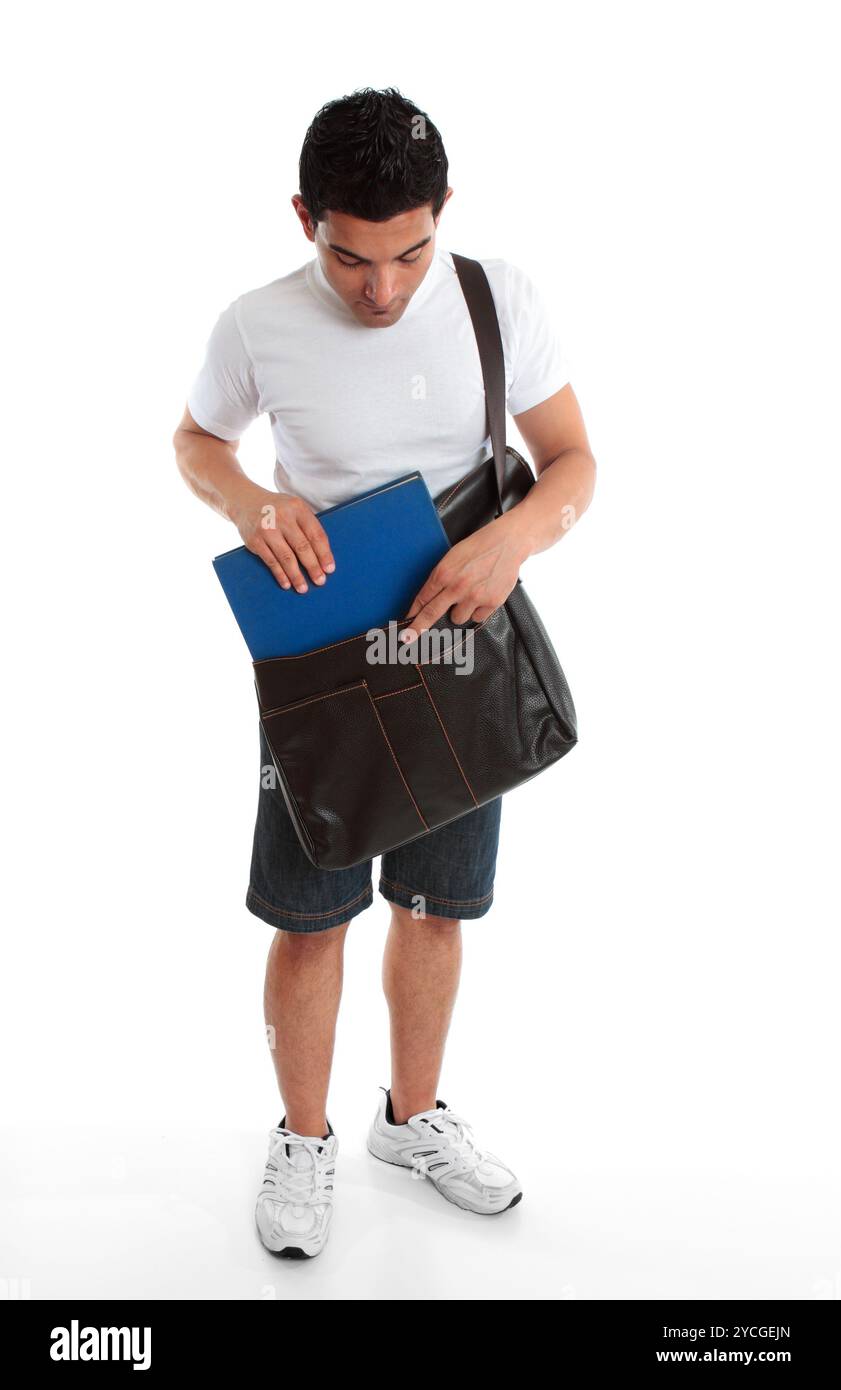 Full length student with satchel Stock Photo - Alamy