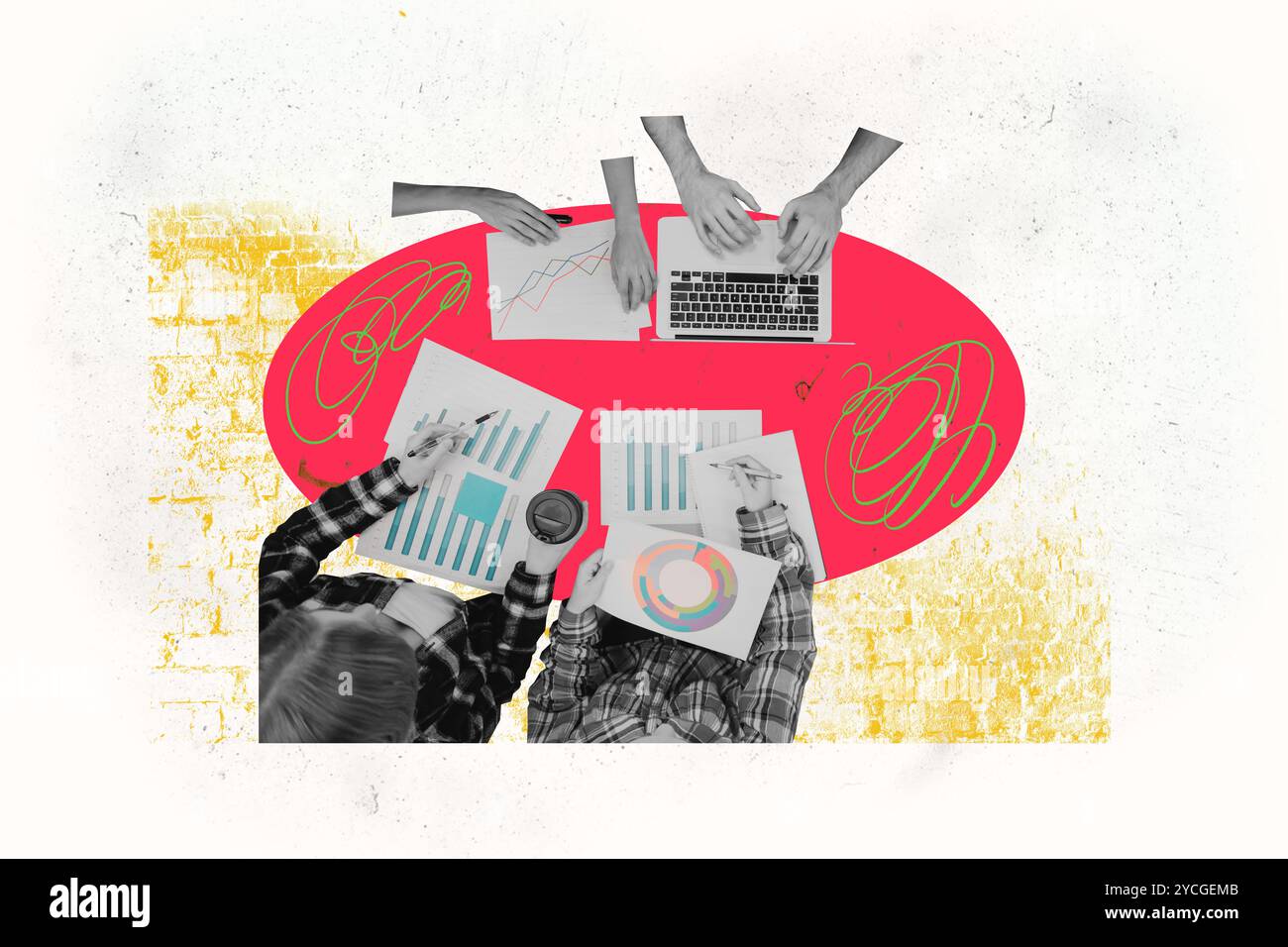 Composite trend artwork image photo collage of office work business ...