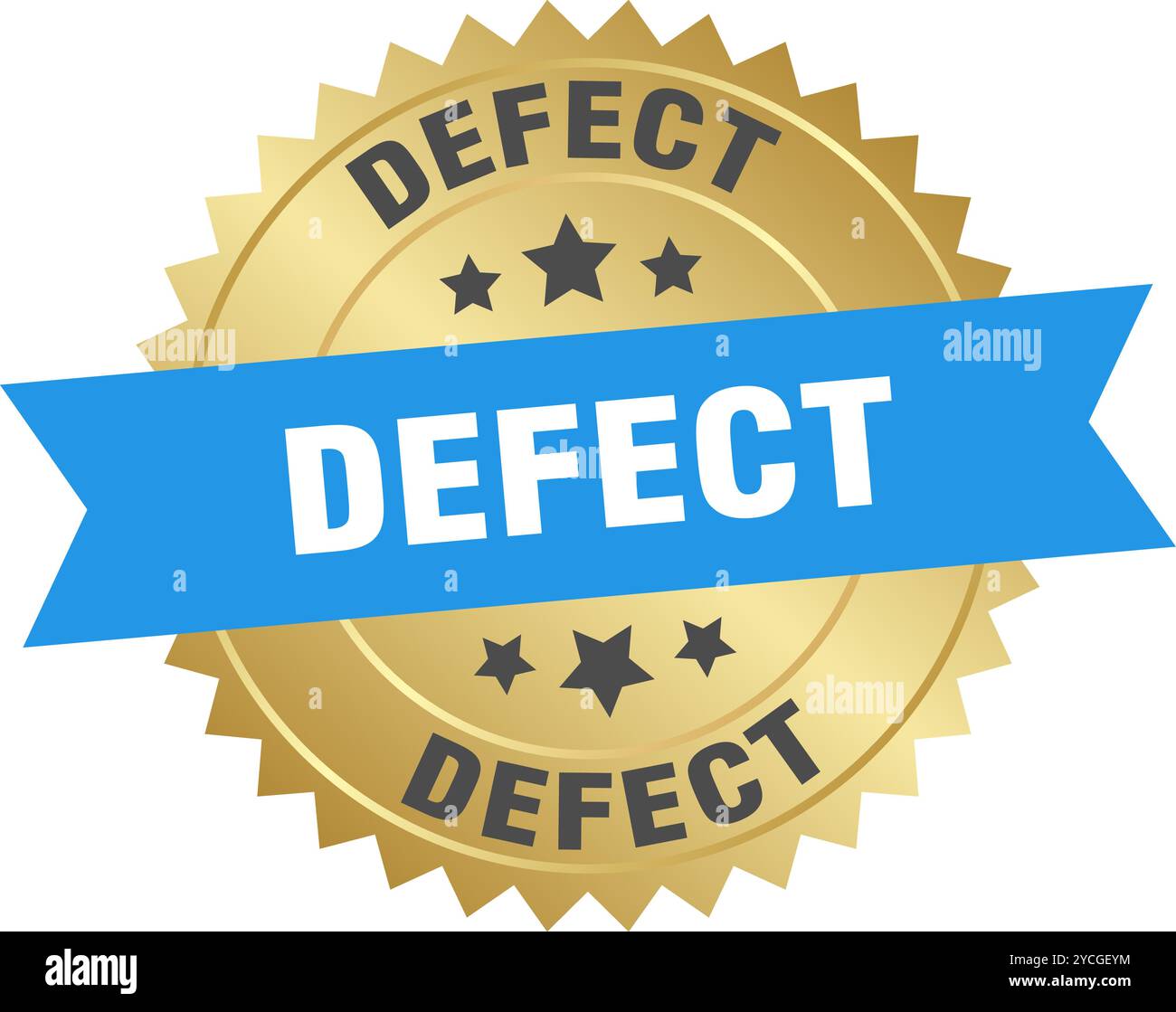 defect round blue and gold label isolated on transparent background ...