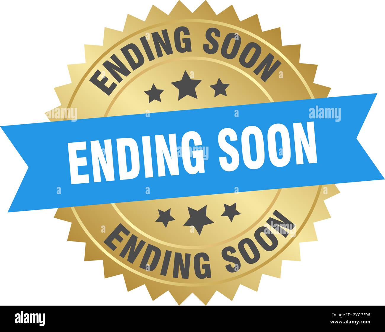 ending soon round blue and gold label isolated on transparent ...