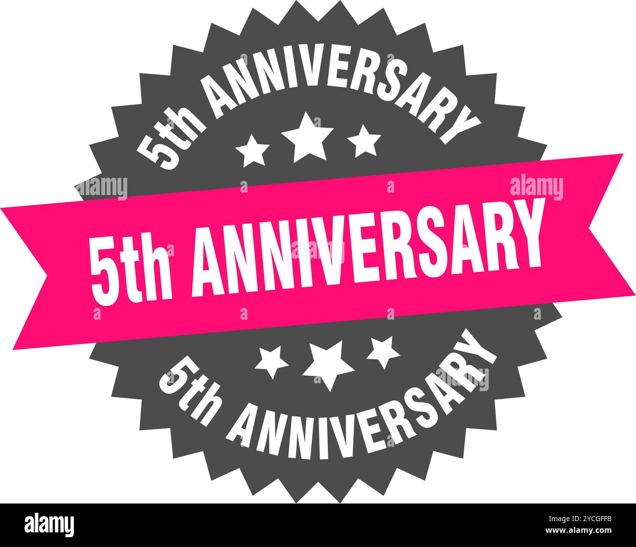 5th anniversary round pink label isolated on transparent background ...