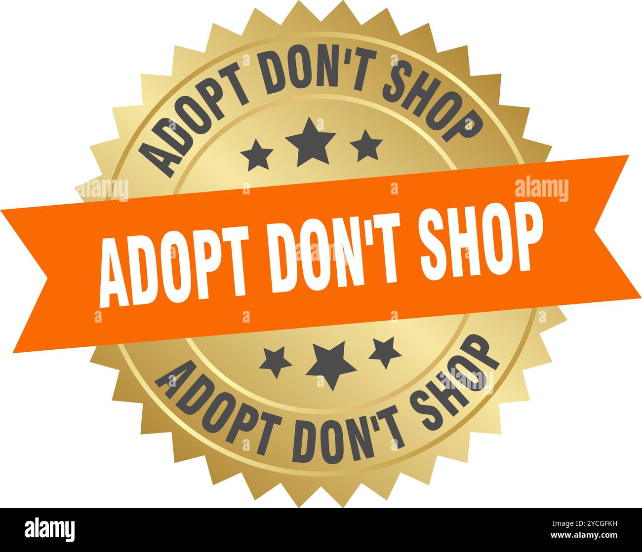adopt don't shop round orange and gold label isolated on transparent ...