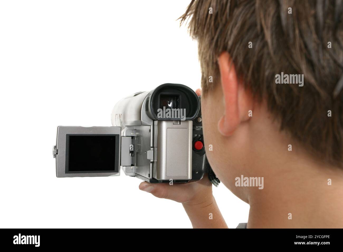 Watching a video playback on the camera lcd screen. Focus on video ...