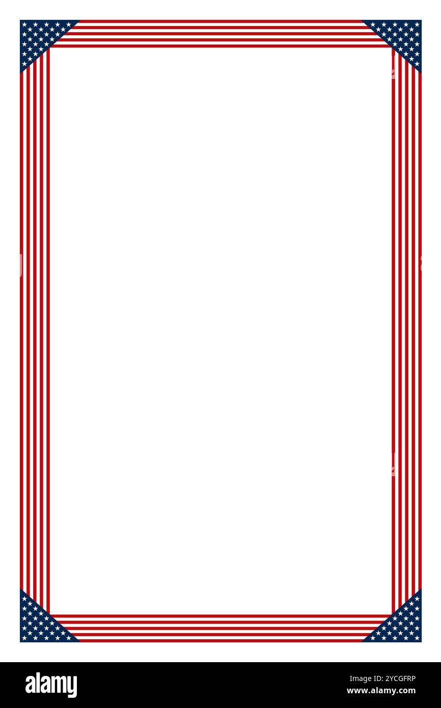 American flag style vertical rectangular border with alternating red ...