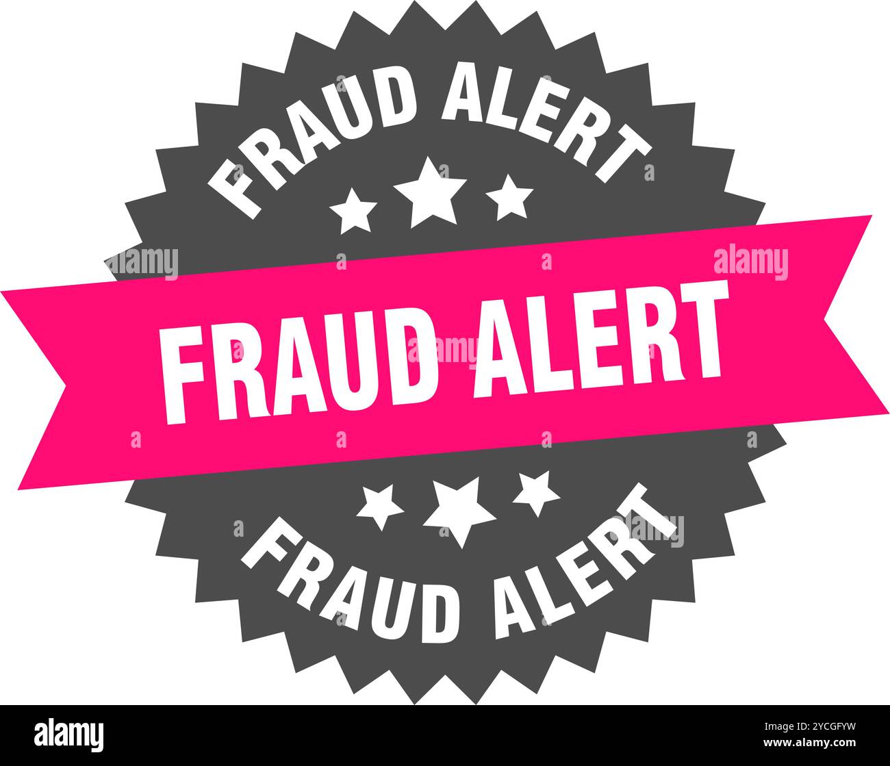 fraud alert round pink label isolated on transparent background. fraud ...