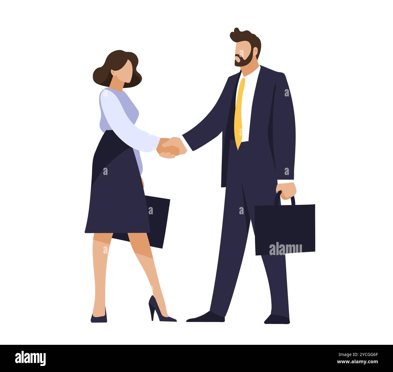 Businessmen shaking hands, man and woman made a business deal ...