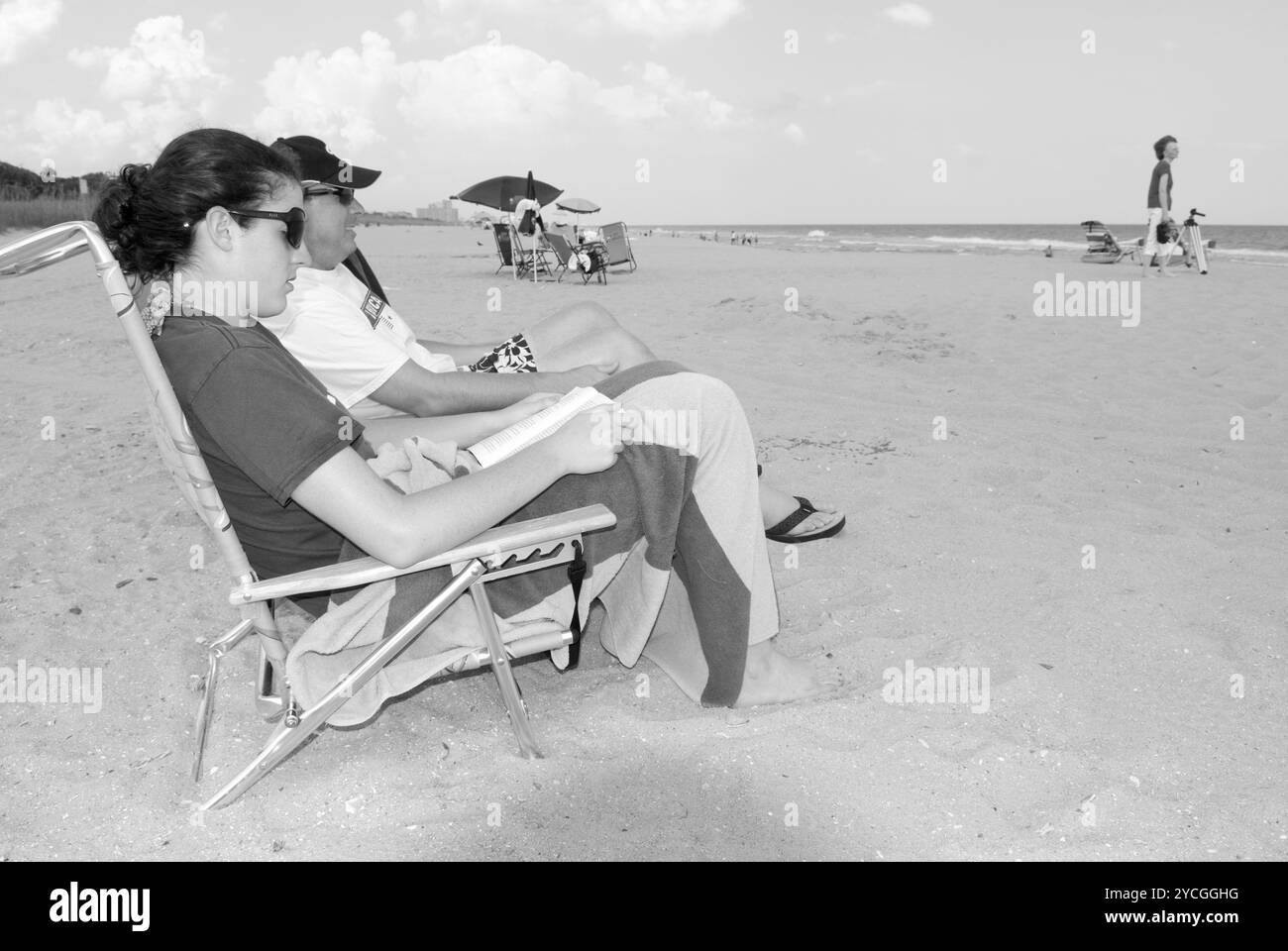 Caucasian couple relaxing on the Grand Strand in Myrtle Beach, South ...