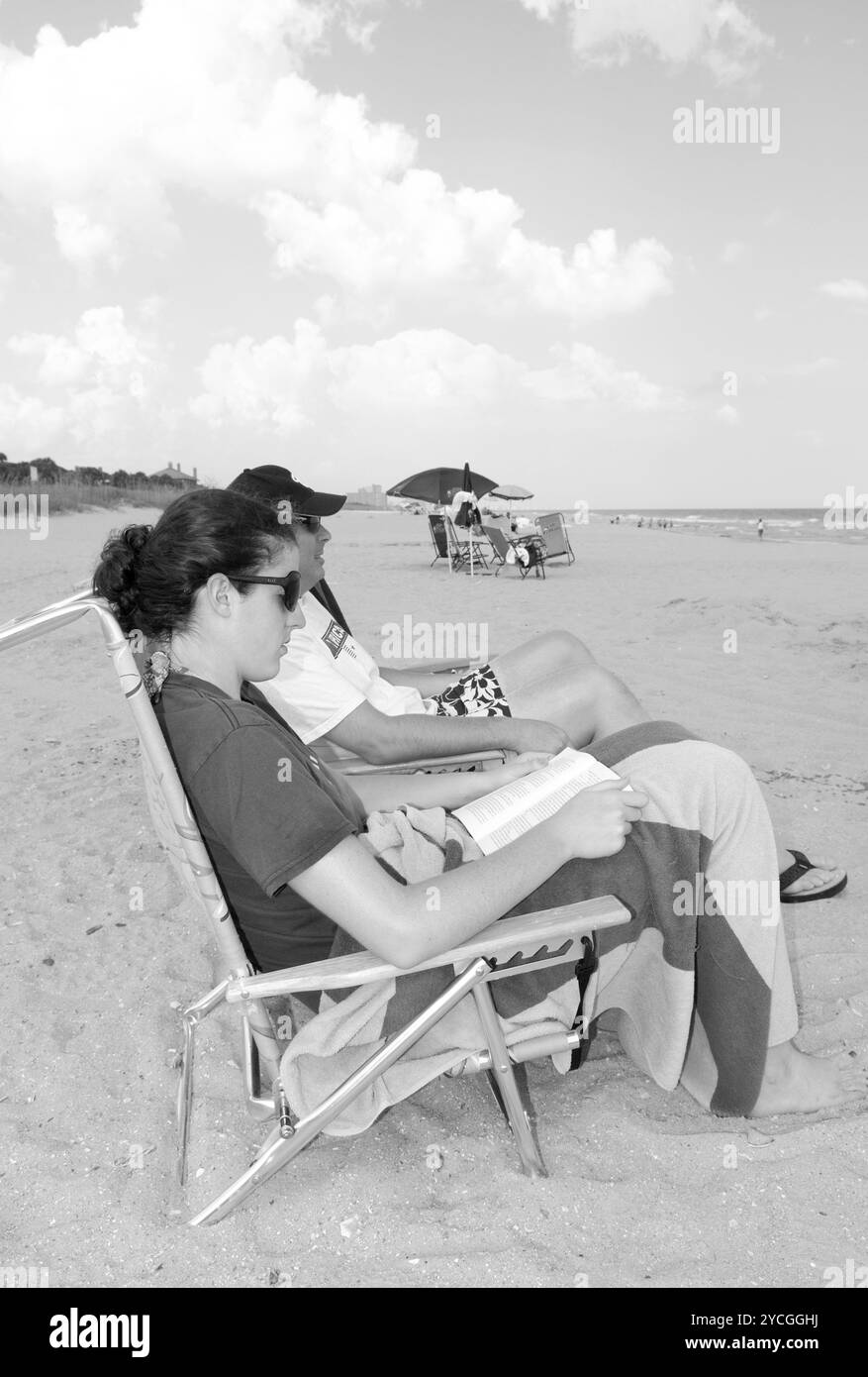 Caucasian couple relaxing on the Grand Strand in Myrtle Beach, South ...