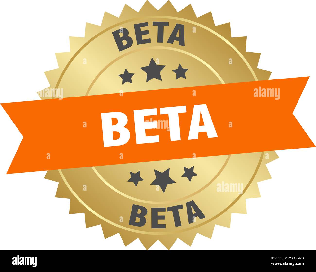 beta round orange and gold label isolated on transparent background ...
