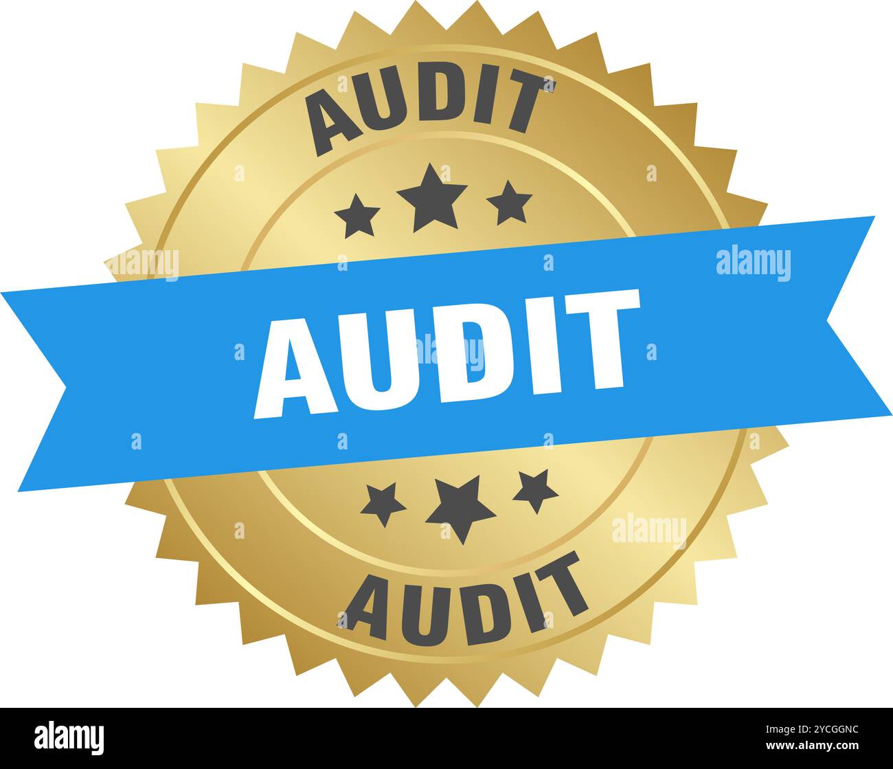 audit round blue and gold label isolated on transparent background ...