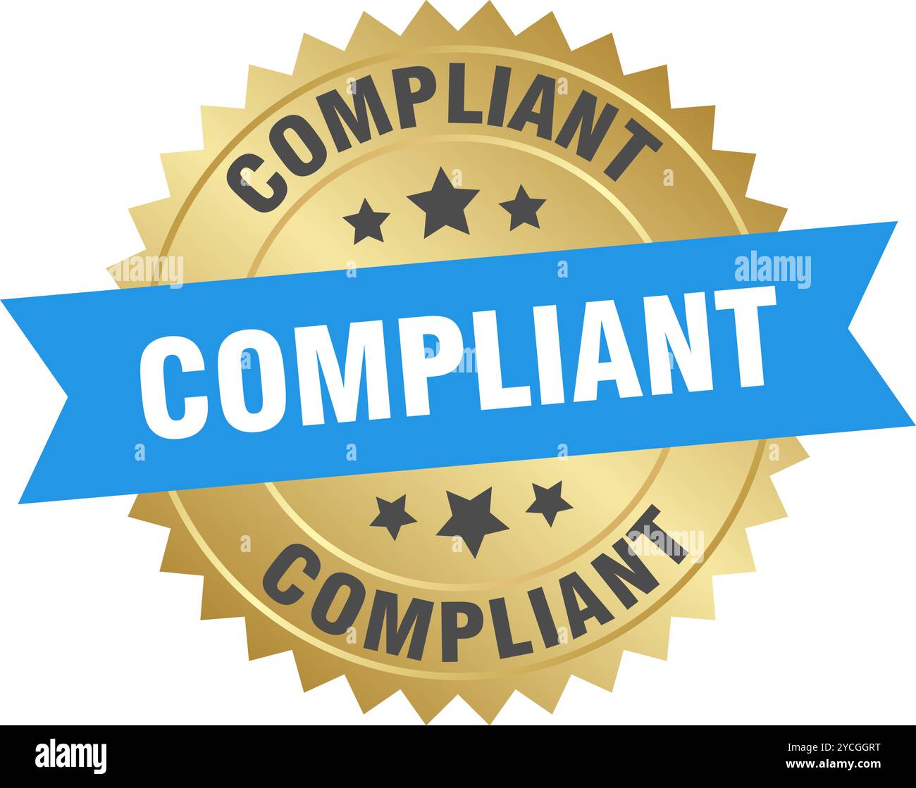 compliant round blue and gold label isolated on transparent background ...