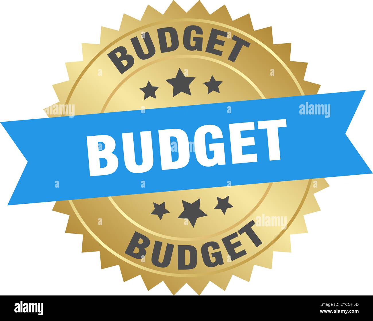 budget round blue and gold label isolated on transparent background ...