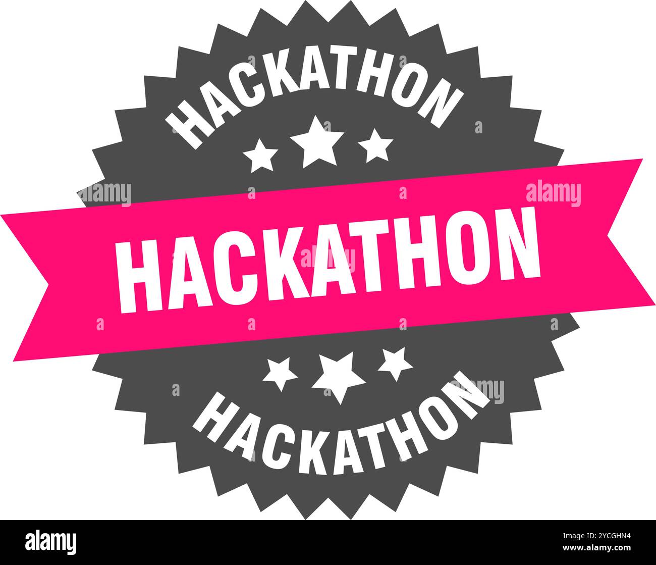 hackathon round pink label isolated on transparent background ...