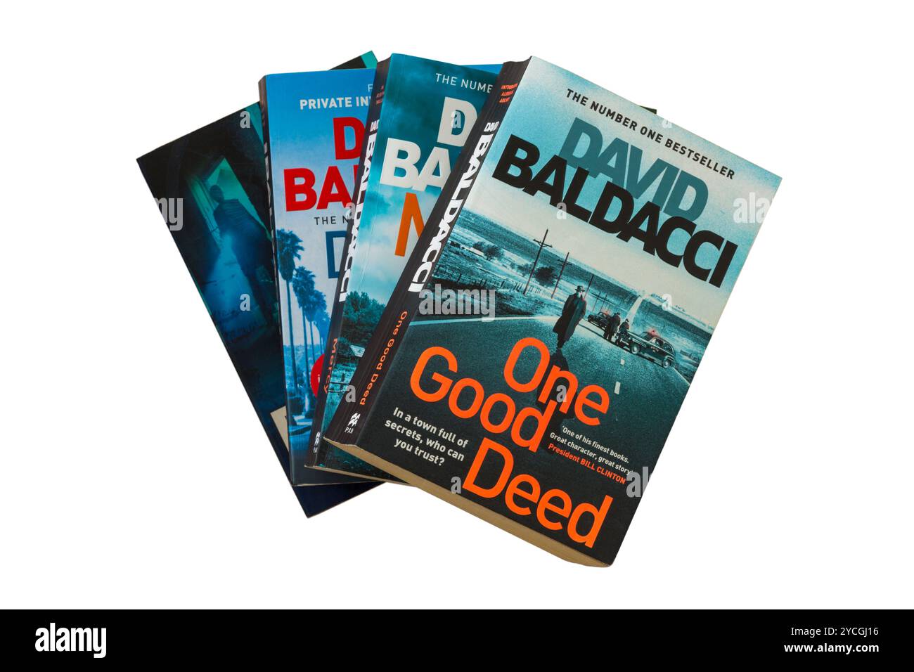 Selection of David Baldacci books with One Good Deed book on top ...