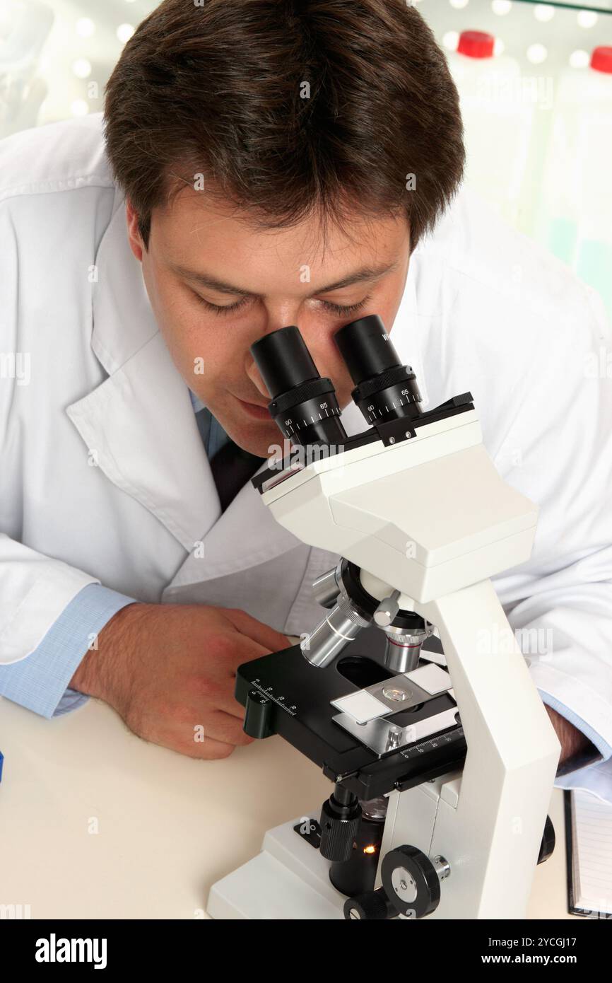 Observation through microscope Stock Photo - Alamy
