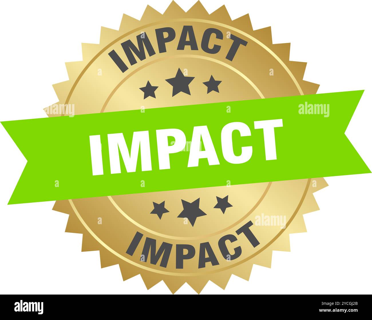 impact round green and gold label isolated on transparent background ...